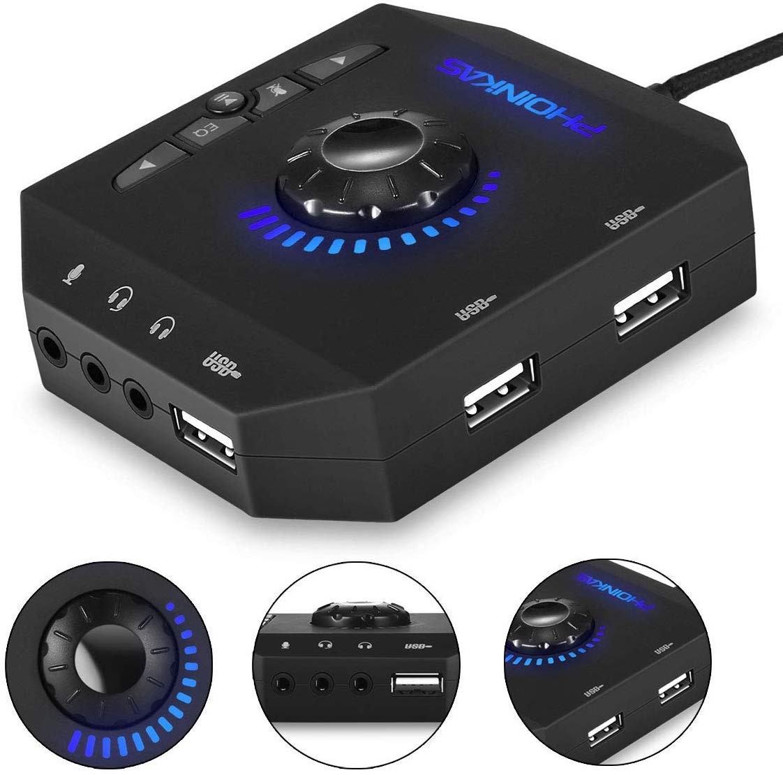 Buy PHOINIKAS External Sound Card, USB Audio Adapter with 3.5mm ...