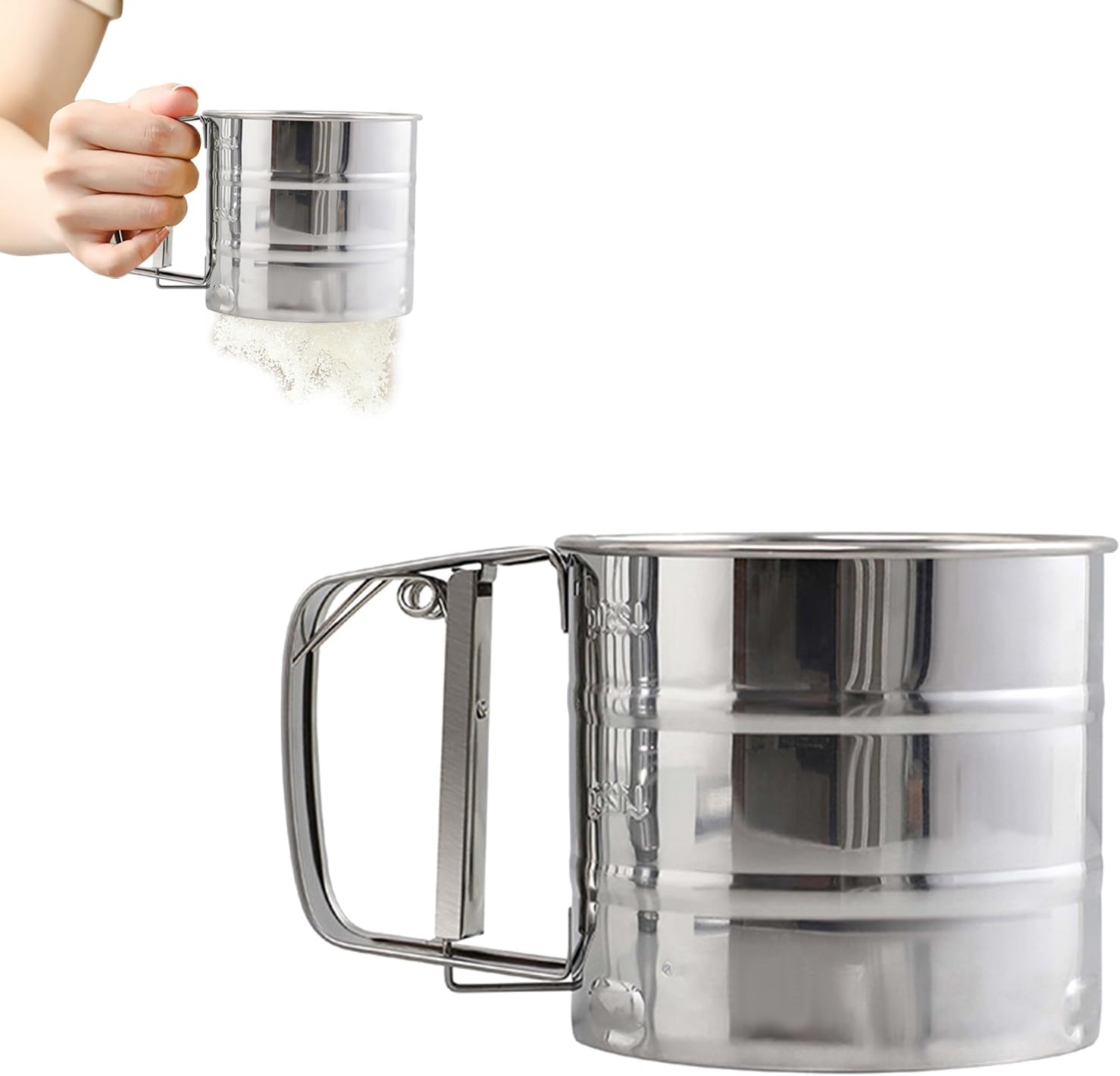 3 250g/2.5 Cup Flour Sifter,Handheld Sifters Stainless Steel Fine Mesh ...