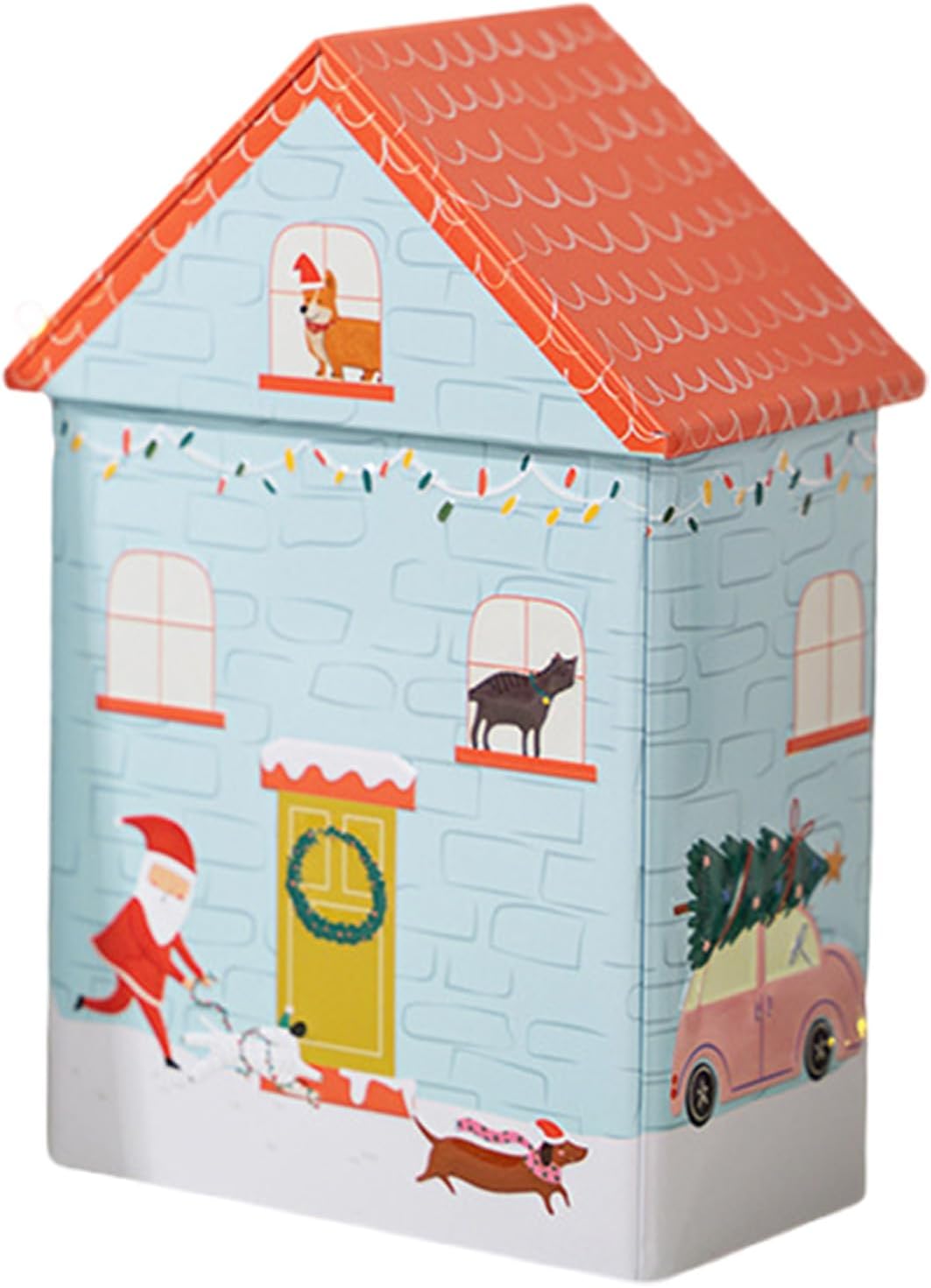 Amazon.com: Christmas Blue Doghouse Shape Tin Box Quaint Abodes Tin ...