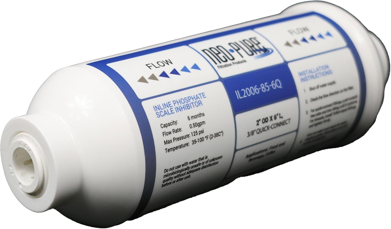 Neo-Pure Inline 2x6 Phosphate Scale Inhibitor Filter with Sediment Pad ...