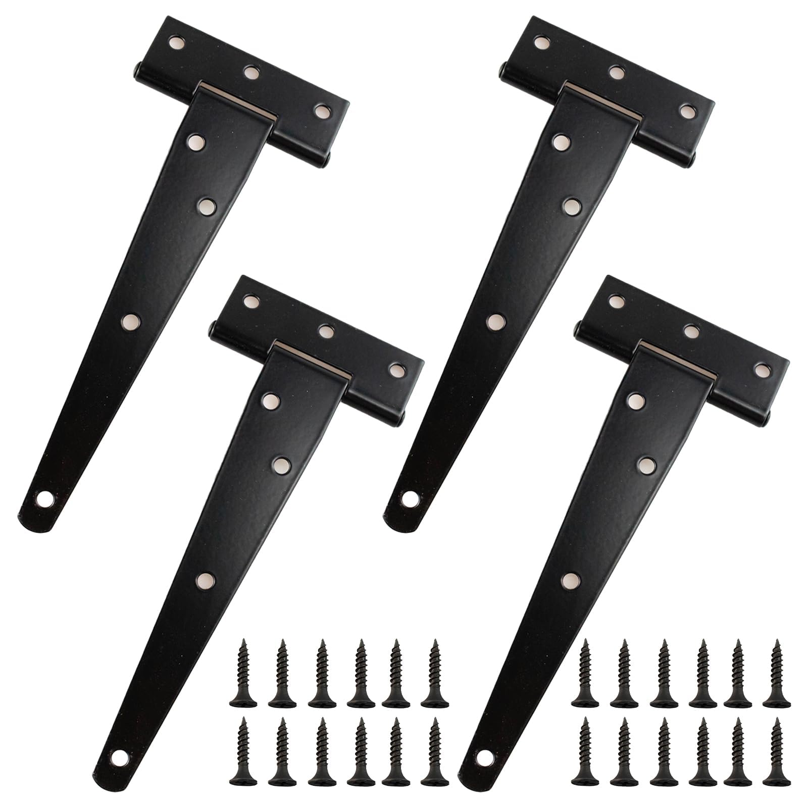 lygchii 6 inch T Strap Hinges, 4PCS Black Heavy T Strap Hinges, Gate ...