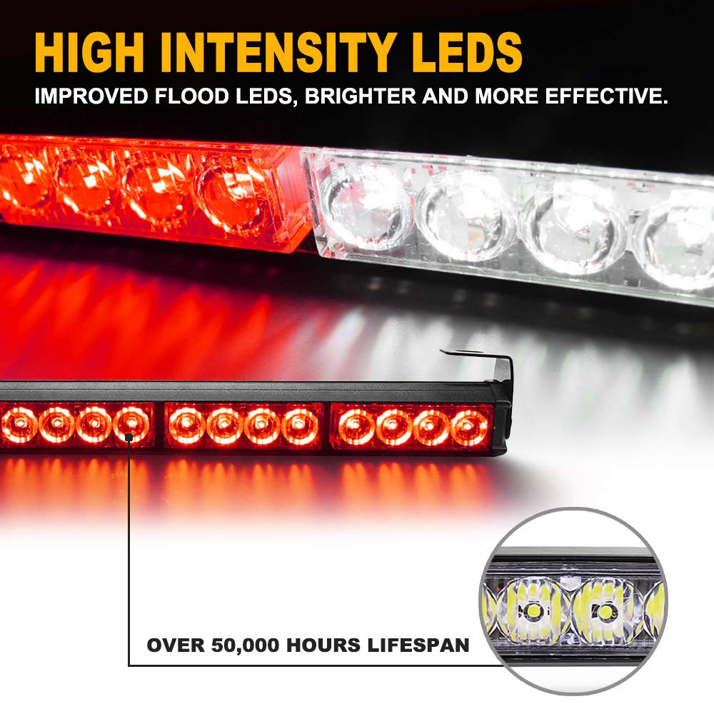 Snapklik.com : FOXCID 24 Red White LED Strobe Emergency Traffic Advisor Light Bar
