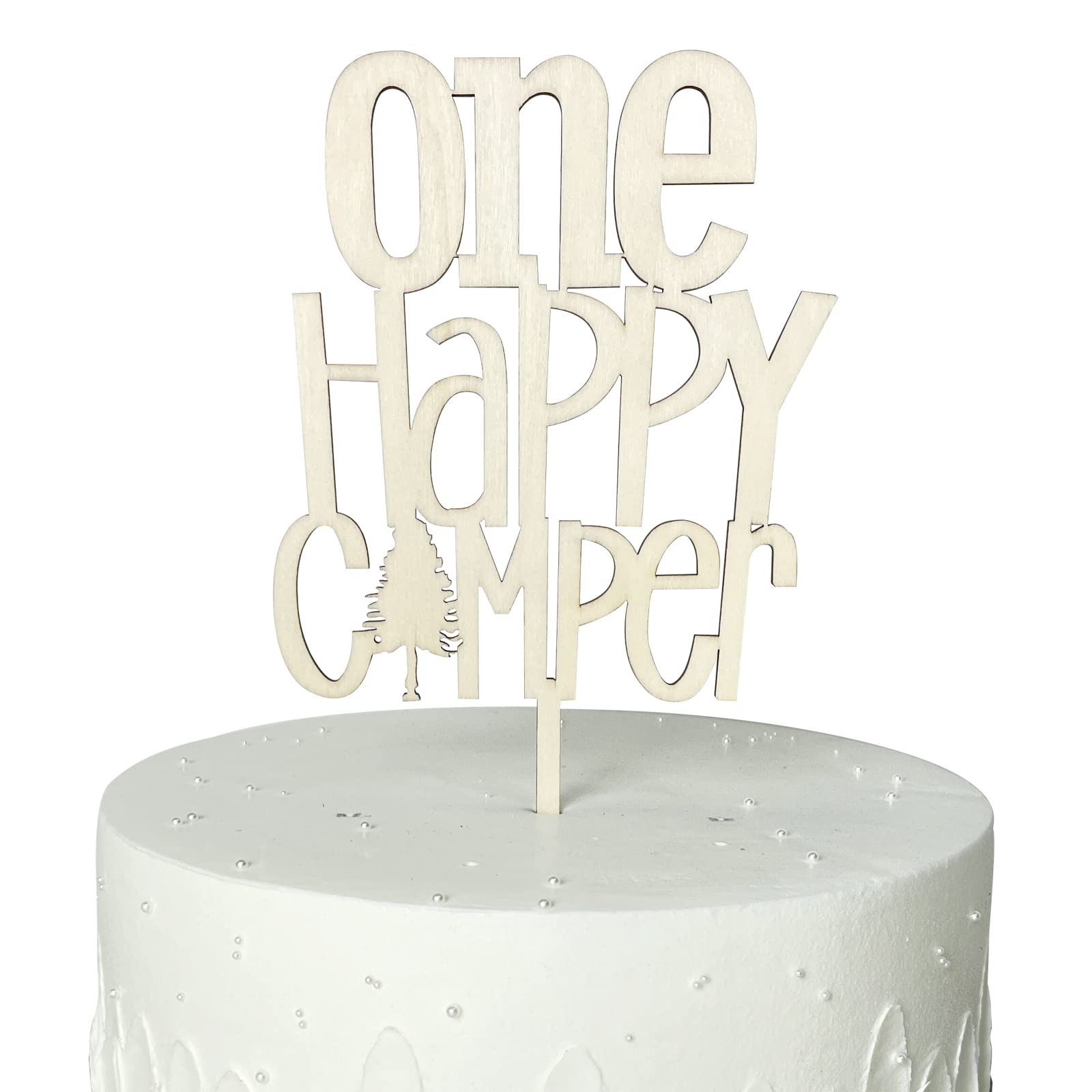 Buy Wood One Happy Camper Cake Topper - 1st Birthday Cake Topper, ain ...