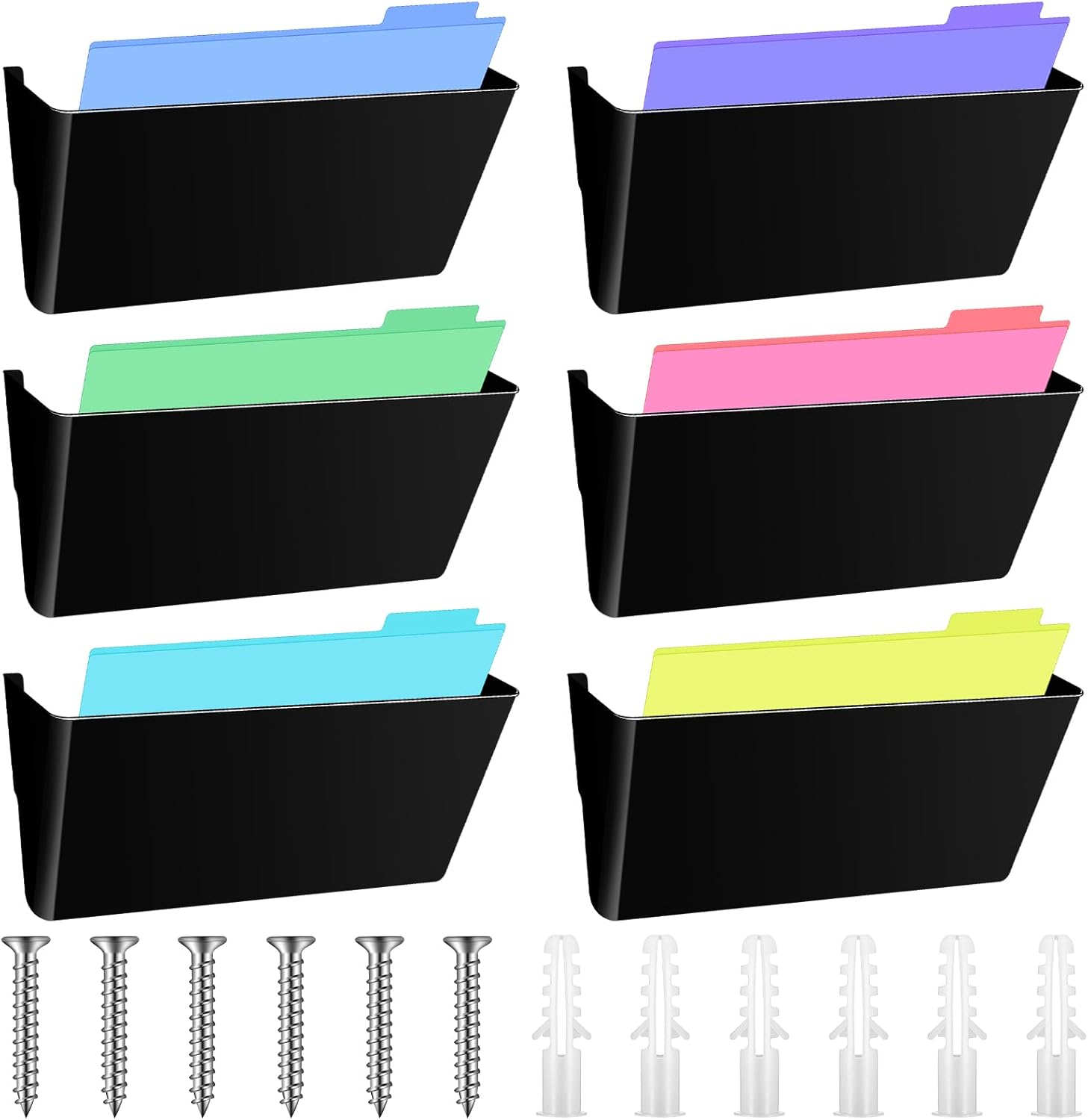 Amazon.com : Colarr 6 Pcs 6 Pcs Plastic Wall Mount File Holder Single ...