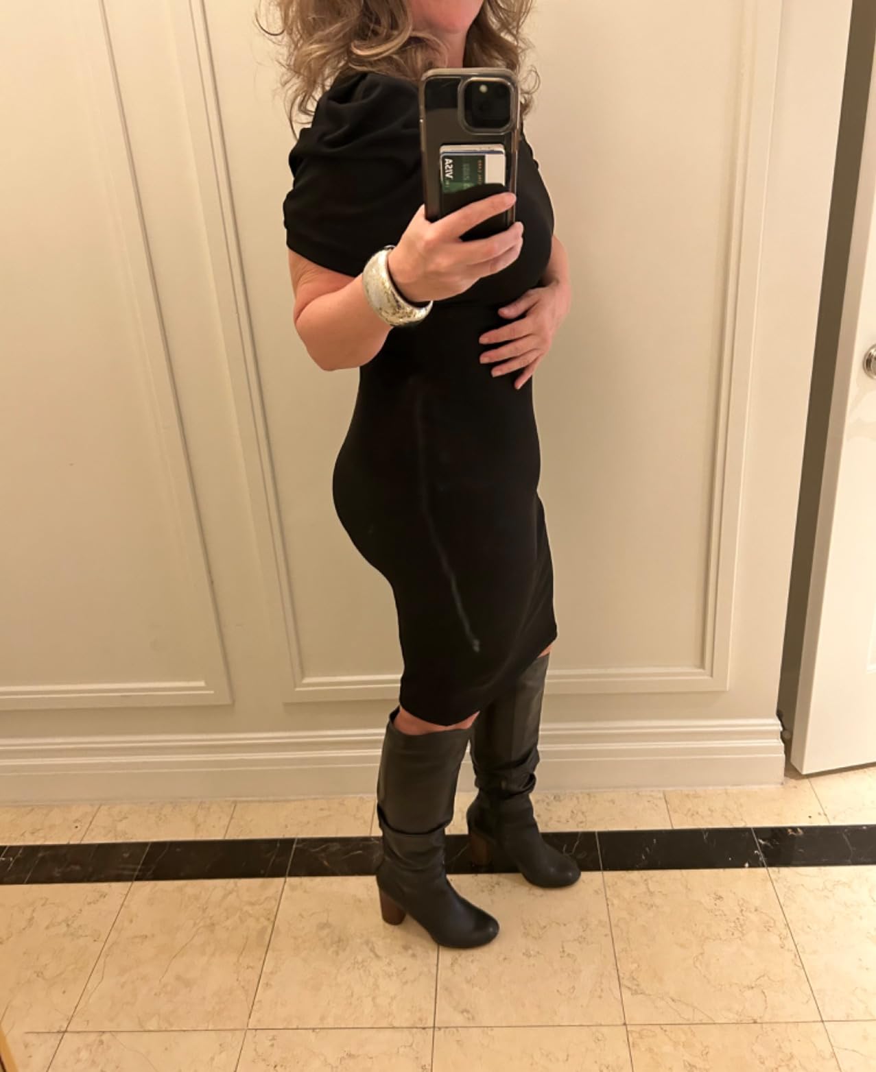 Cicy Bell Women's Puff Sleeve Bodycon Work Dresses Crew Neck Business ...