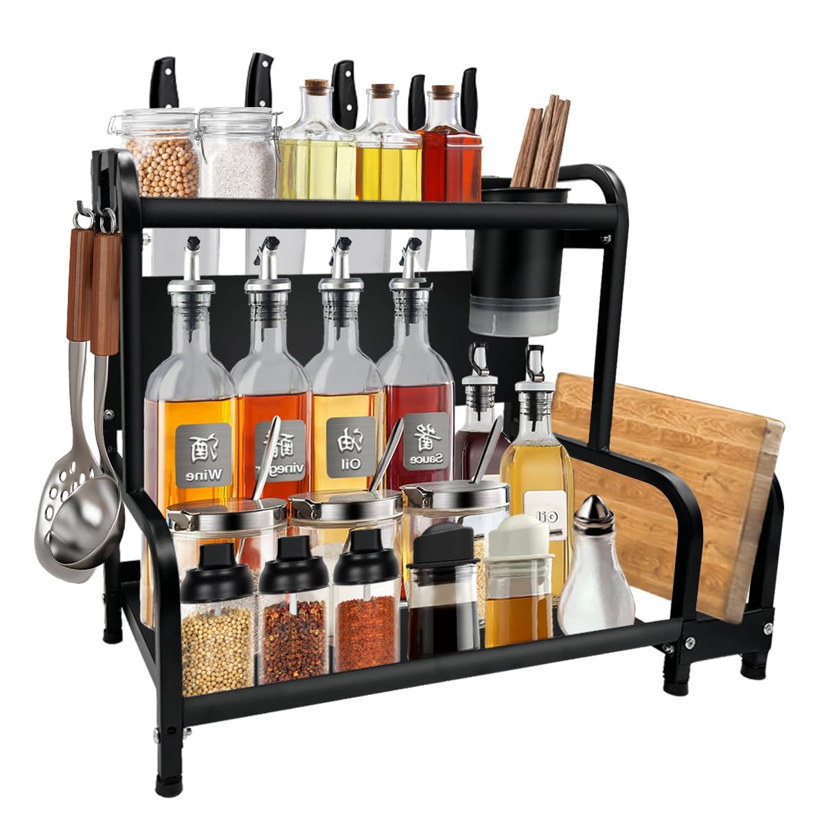 2 Tier Spice Rack Organiser Free Standing Spice Rack Organiser Large ...