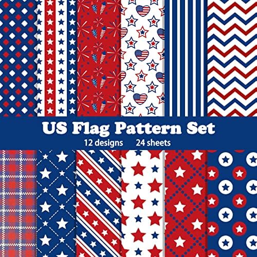 Amazon.com : 24 Sheet Patriotic 4th of July Pattern Paper Pack ...