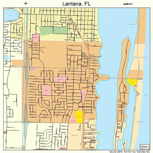 Large Street & Road Map of Lantana, Florida FL - Printed poster size ...