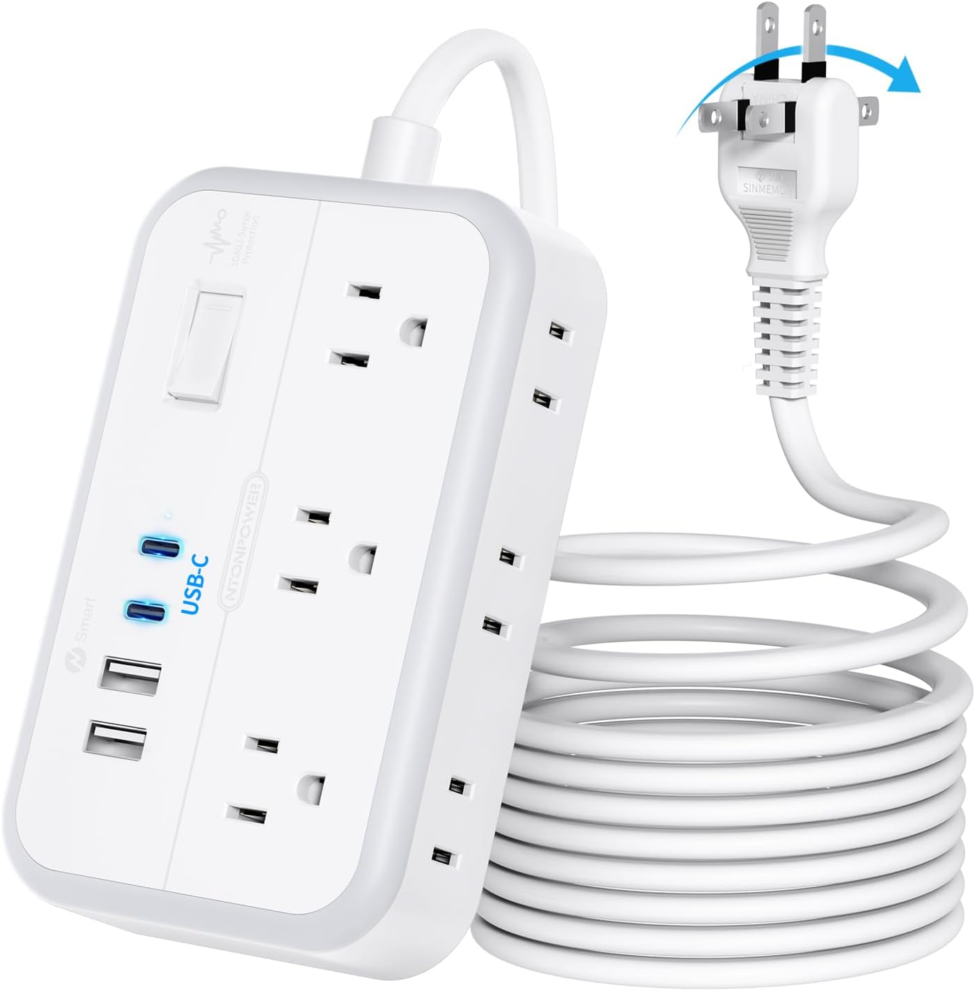 Amazon.com: NTONPOWER Extension Cord 15 FT, 1875W Two Prong to Three ...