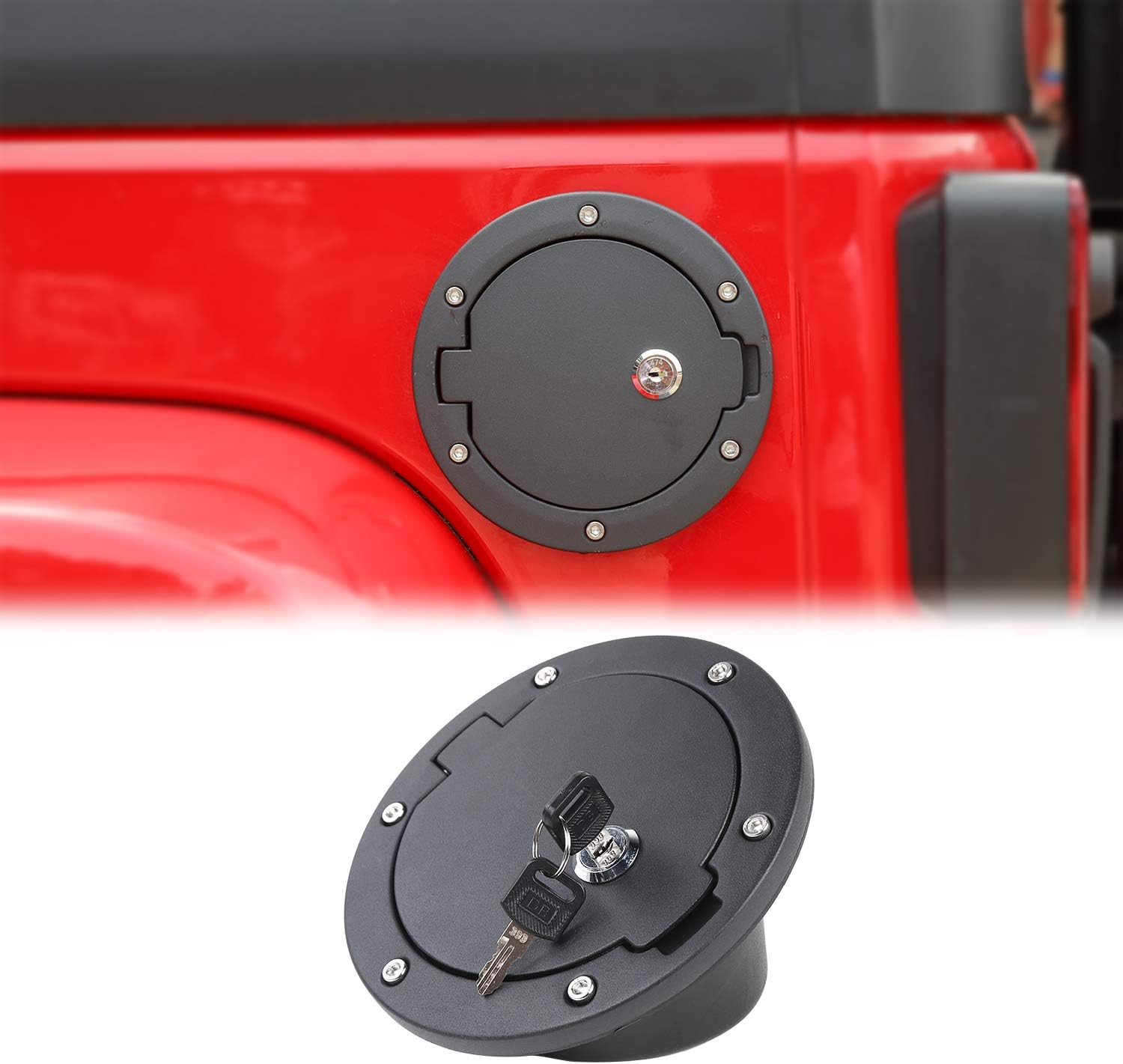Amazon.com: Locking Gas Cap Cover Fuel Door for 2007-2018 Jeep Wrangler ...