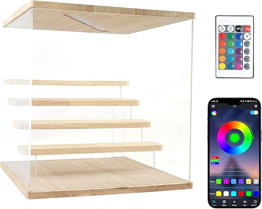 Amazon.com: Clear Acrylic Display Case Stand with Led Light, Bluetooth ...