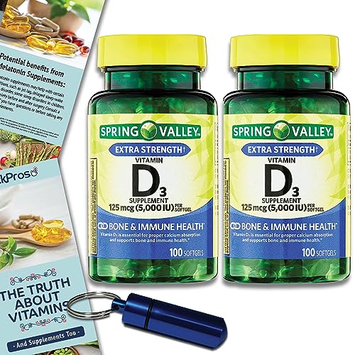 Snapklik.com : Spring Valley Vitamin D3 Softgels, 5000 IU, 200 Count Bundle