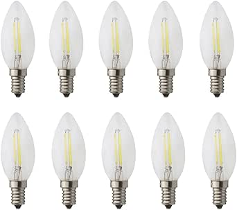 JCKing (Pack of 10 AC 110V-130V 2W E14 Dimmable LED Filament Bulbs ...