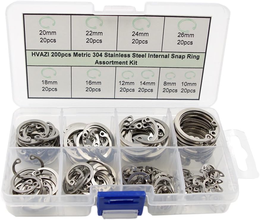 Amazon.com: HVAZI 200pcs Metric 304 Stainless Steel Internal Snap Ring ...