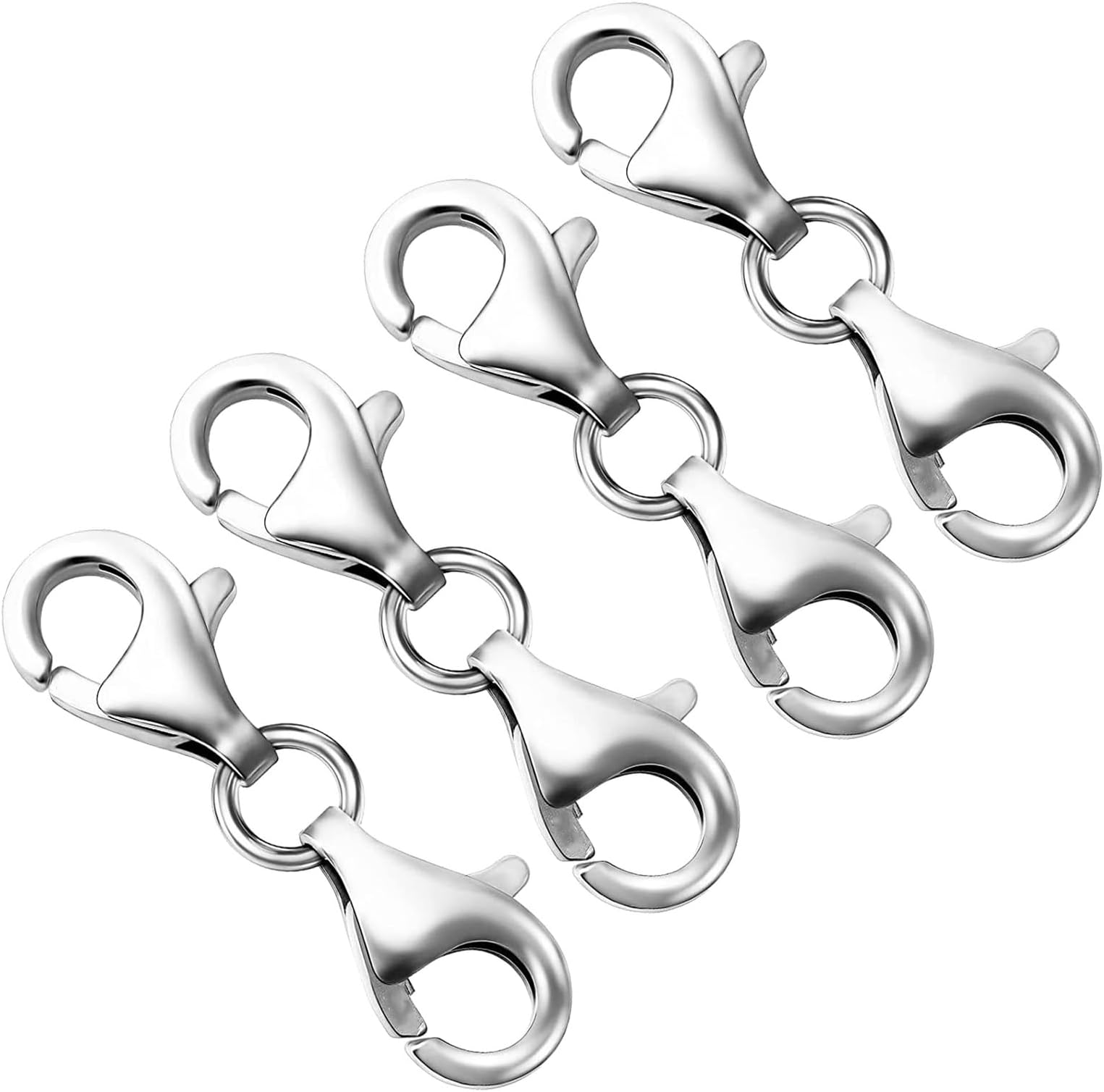 4 Pieces Silver Double Lobster Clasps Mini Bracelet Clasps Replacement ...