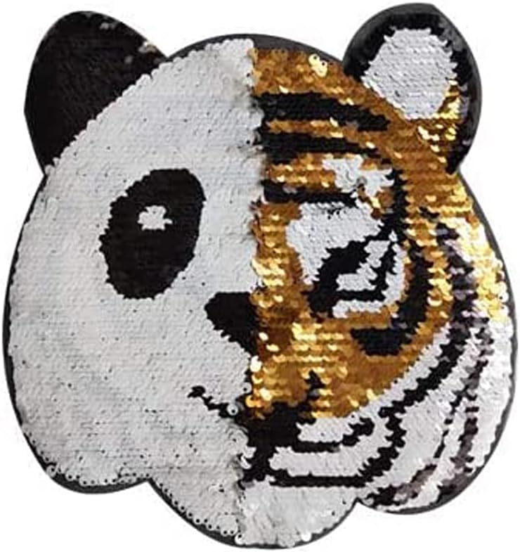 Amazon.com: Changeable Panda-Tiger Sequin Applique Patch,Reversible ...