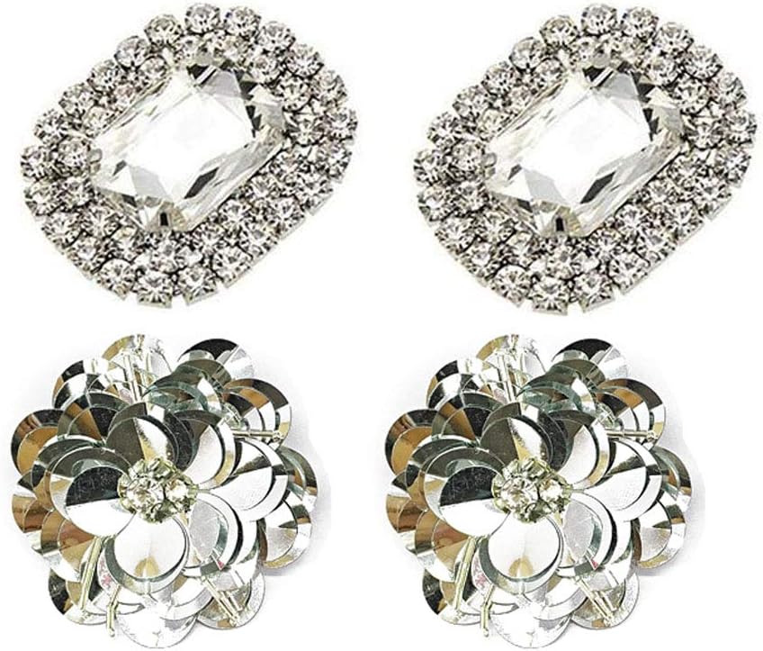 Amazon.com: 2 Pairs Elegant Rhinestone Crystal Shoe Clips Detachable ...