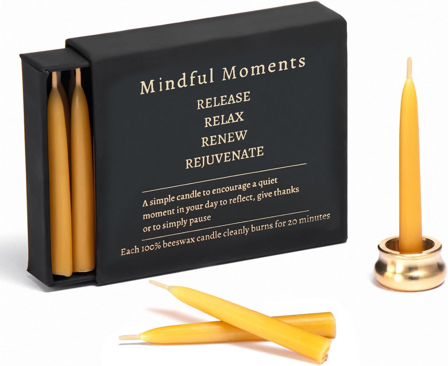Amazon.com: Mindful Meditation Candle Set with 12 Mini Taper Beeswax ...