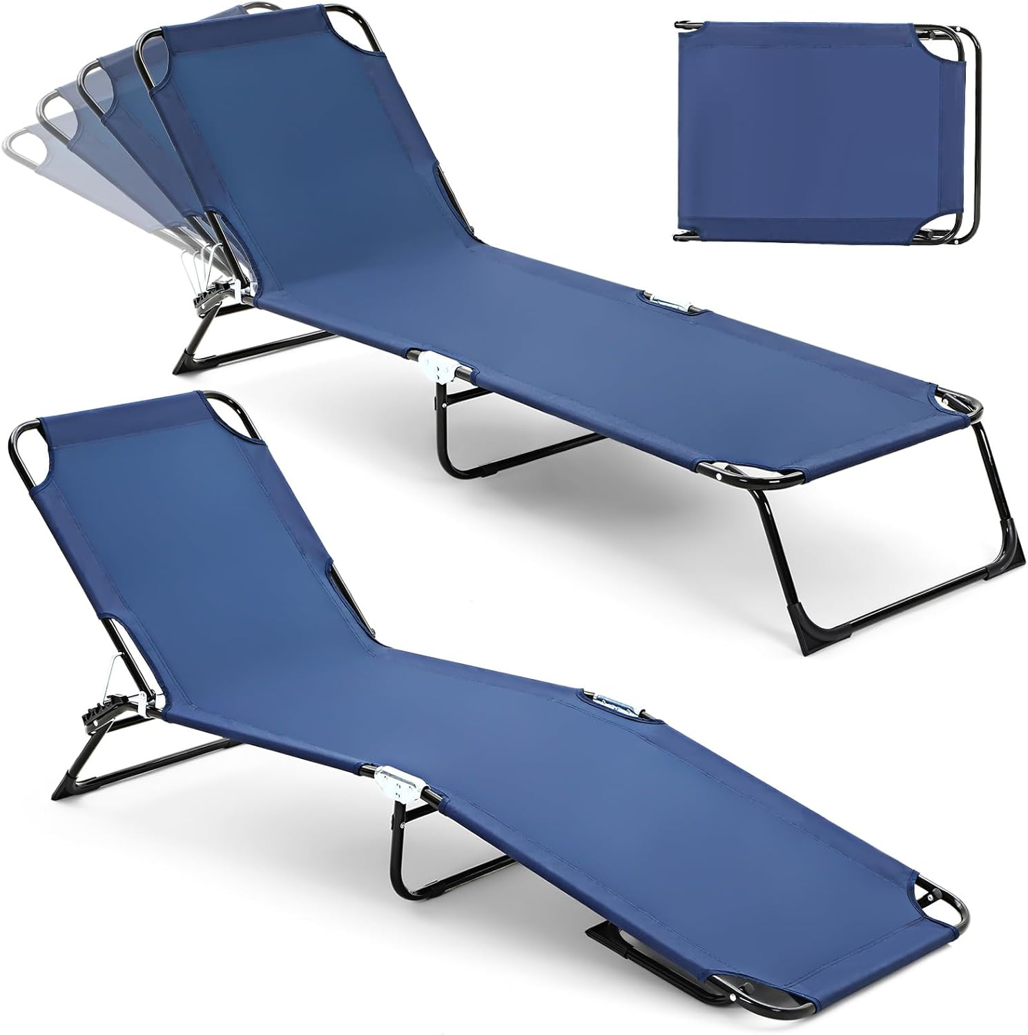 Amazon.com: Wenqik 2 Pack Folding Chaise Lounge Pool Chairs, Outdoor ...