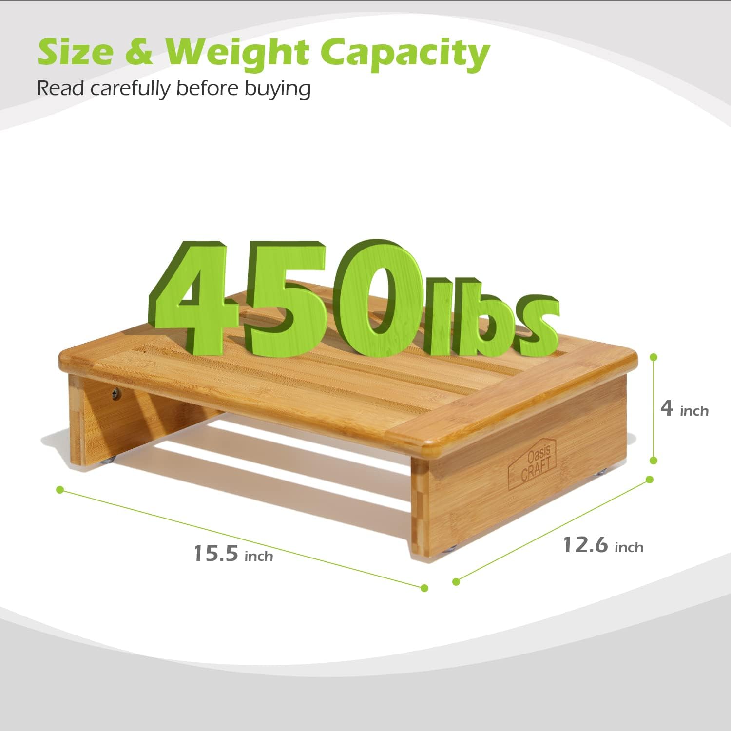 Buy OasisCraft One Step Stool 4 Inch, Bamboo Platform Safety Step for ...