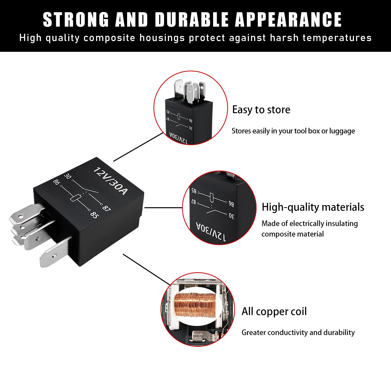Snapklik.com : 4-Pack 5 Pin Starter Relay, 12V 30A Heavy Duty ...
