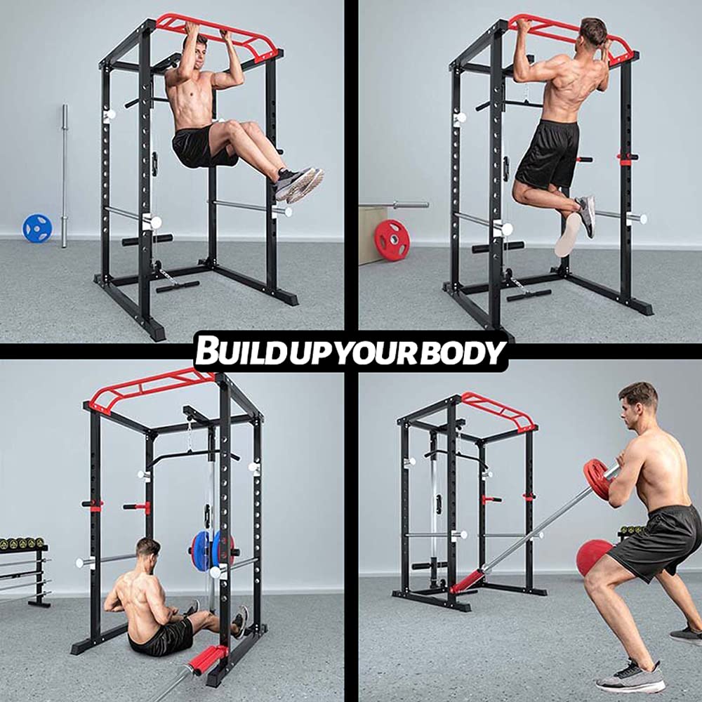 PIAOMTIEE Upgraded Power Cage, 1100 lbs Power Rack Full Home Gym for ...