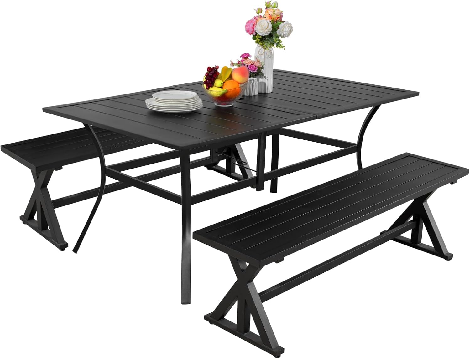 Amazon.com: MEOOEM Outdoor Patio Bench & Dining Table Set of 3,61 inch ...