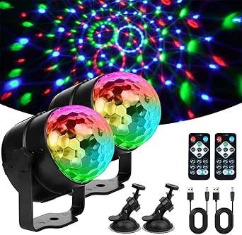 URAQT Luci Discoteca LED, 360 ° Ruotabile Musica Attivata Telecomando ...
