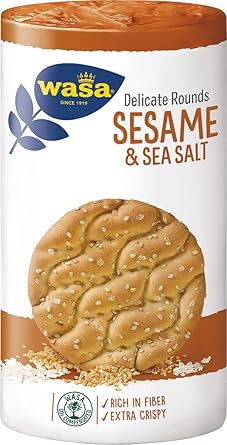 Wasa Delicate Rounds Sesame & Sea Salt, Cracker con Semi di Sesamo e ...
