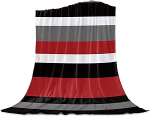 Amazon.com: Flannel Throw Blanket Red Stripes Black White Gray ...