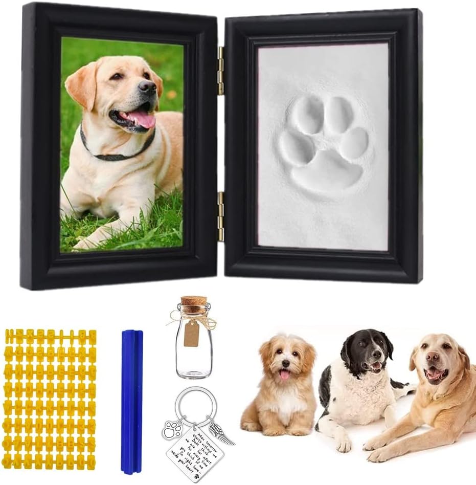 Aprllolg Pet Paw Print Keepsake Kit,Dog Memorial Photo Frame Dog ...