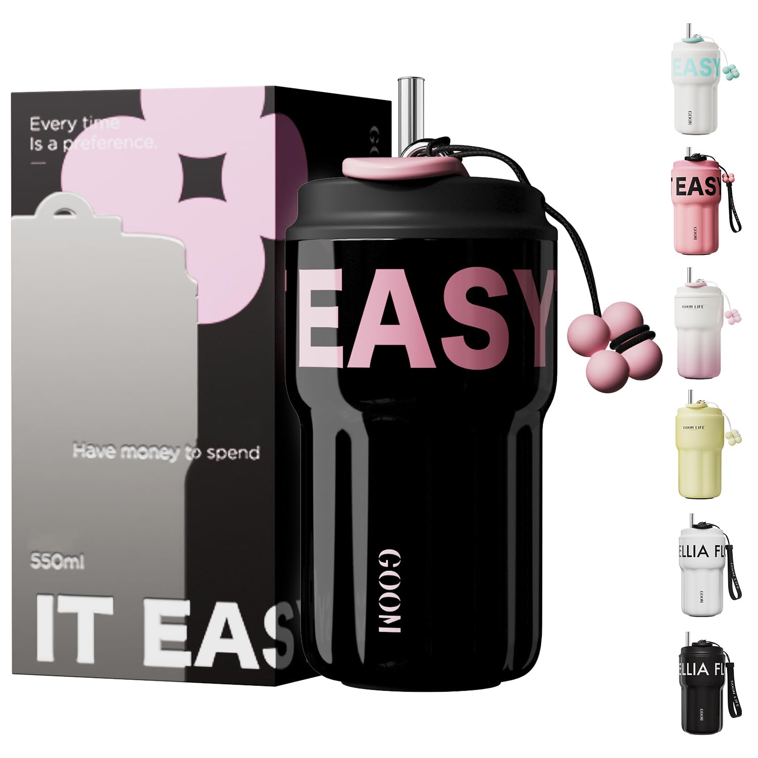 Amazon.com: GOOM 18oz Spill Proof Tumbler with Lid and Straw, 18/10 ...