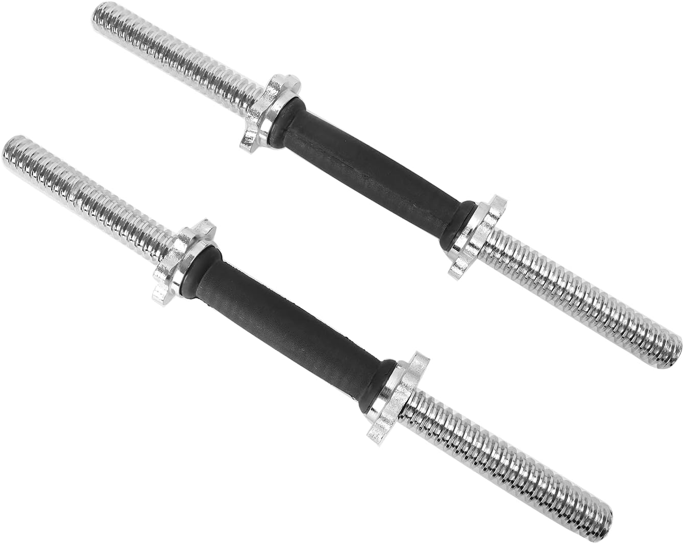 buripes Threaded Dumbbell Rubber/Chrome Handles 1 Inch Pair, Adjustable ...