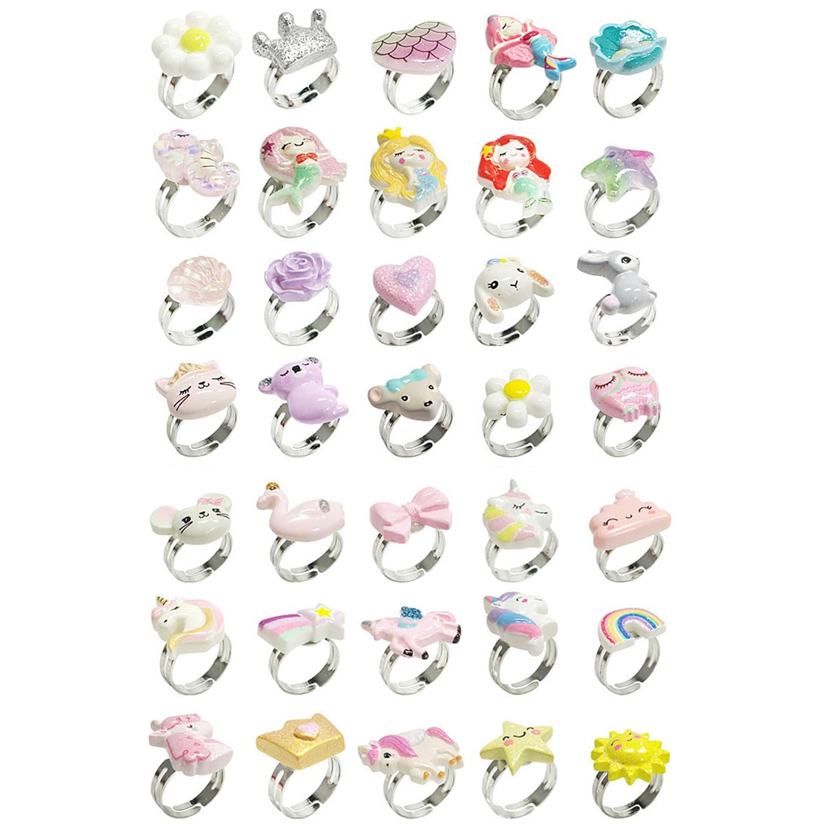 JYTDBCS 16pcs Jewelry Rings for Little Girls, Adjustable Rings Cute ...