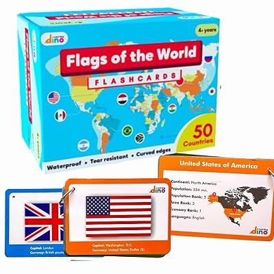 Flags of The World Flashcards | Covers 50 Countries Philippines | Ubuy