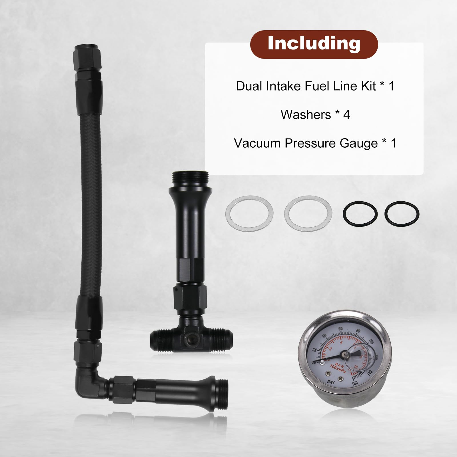 Snapklik.com : RULLINE AN6 Dual-Feed Double Pump Braided Fuel Line