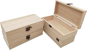 Amazon.com: Anktily 4 Pack Unfinished Wooden Box, 8 x 4 x 2 inch Rustic ...