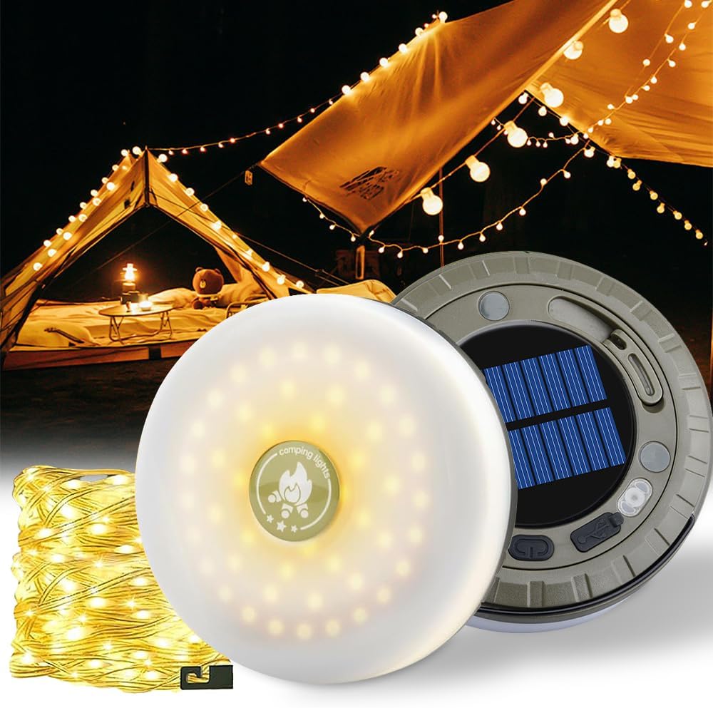Camping String Lights, 10M 100LED Solar Stowable String Light ...