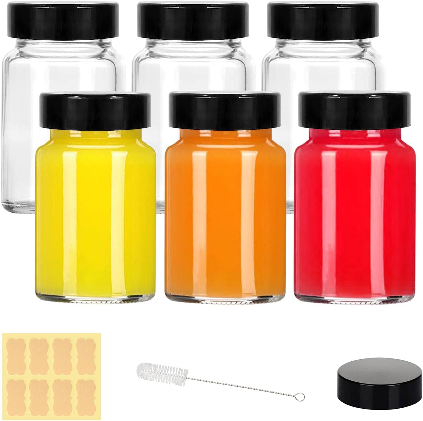 Amazon.com: 2 oz Small Clear Glass Bottles with Lids - 12 Pcs Wide ...