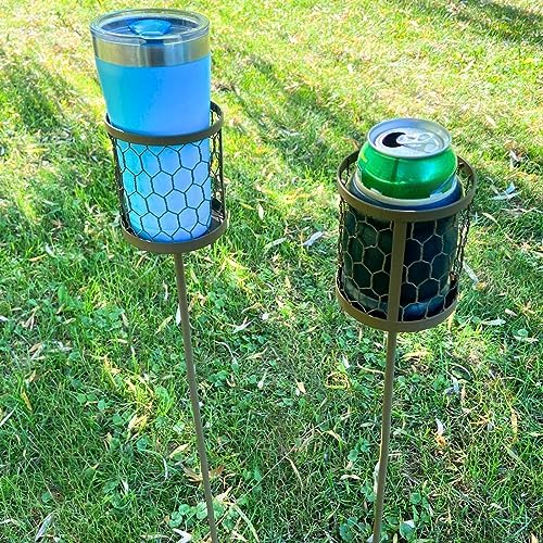 Amazon.com : Clovers Garden Outdoor Drink Holder Steel Stakes (Set of 2 ...