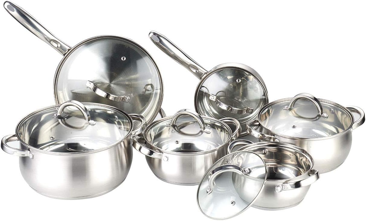 Amazon.com: Gourmet Edge 7 Piece Stainless Steel Cookware Set: Home ...