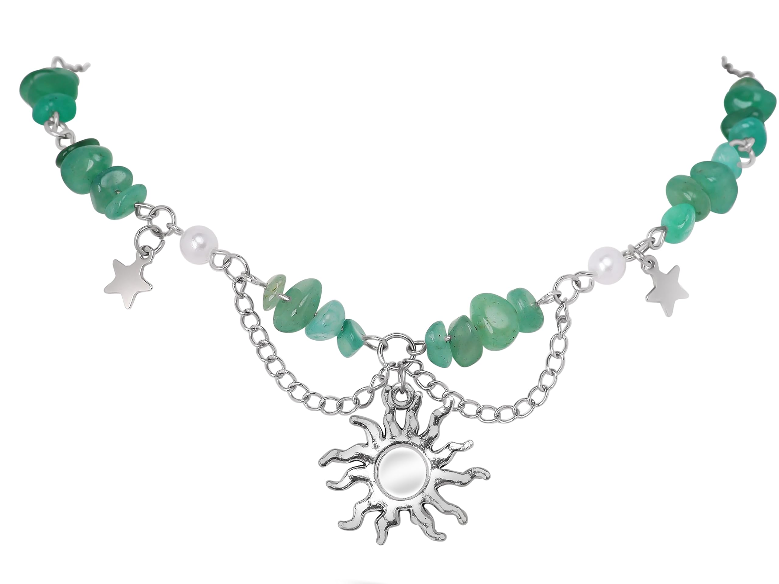 Amazon.com: Sacina Boho Hippie Y2k Sun Necklace, Green Crystal Boho ...