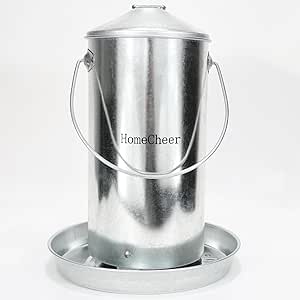 Amazon.com : HomeCheer Galvanized Chicken Feeder with Lid - 9 Pounds ...
