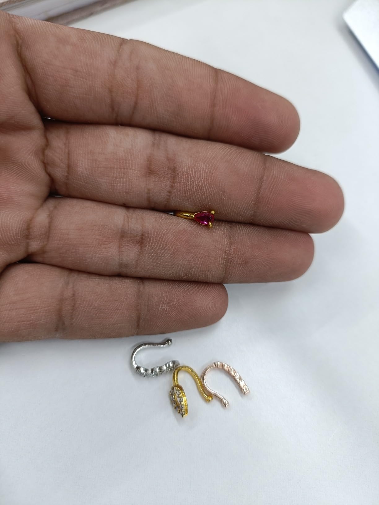 Buy VAMA FASHIONS Gold Silver Rose Gold Non Piercing Clip On Nose Pins ...