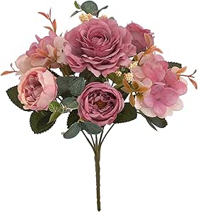 Gazechimp Flores De Peã´Nia Artificiais Buquê Nupciais Arranjo De ...