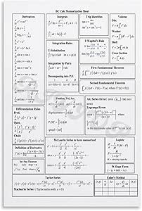 Amazon.com: DLOGNDC Calculus Formula Poster Classroom Poster Math ...