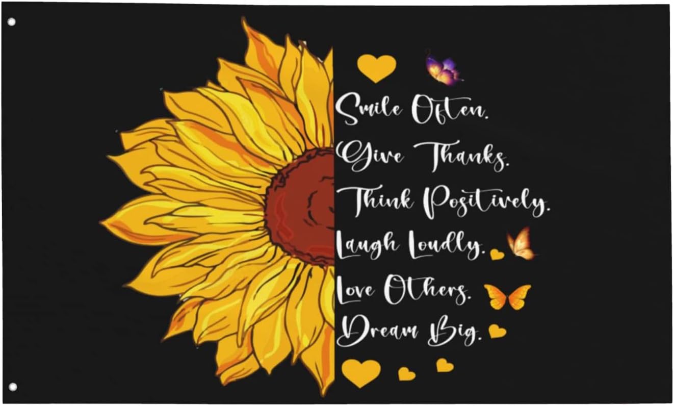 Amazon.com : Sunflower Smile Often Think Positively Give Thanks Laugh ...