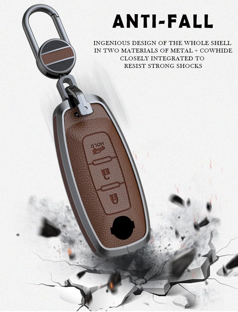 ontto Key Fob Holder Leather Car Key Cover Fit for Nissan Rogue ...