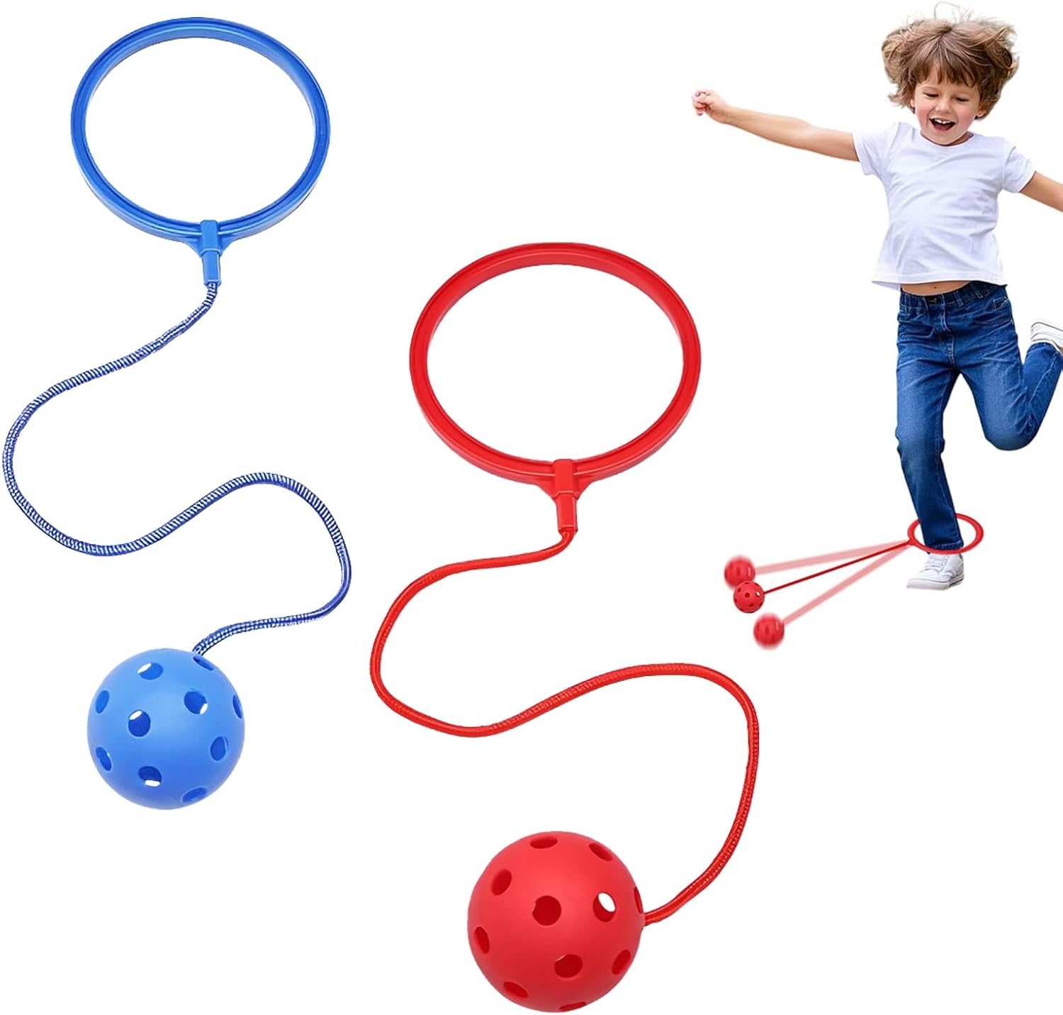 DtgEcd 2 Pcs Ankle Skip Ball for Kids, Ankle Skip Ball with Adjustable ...