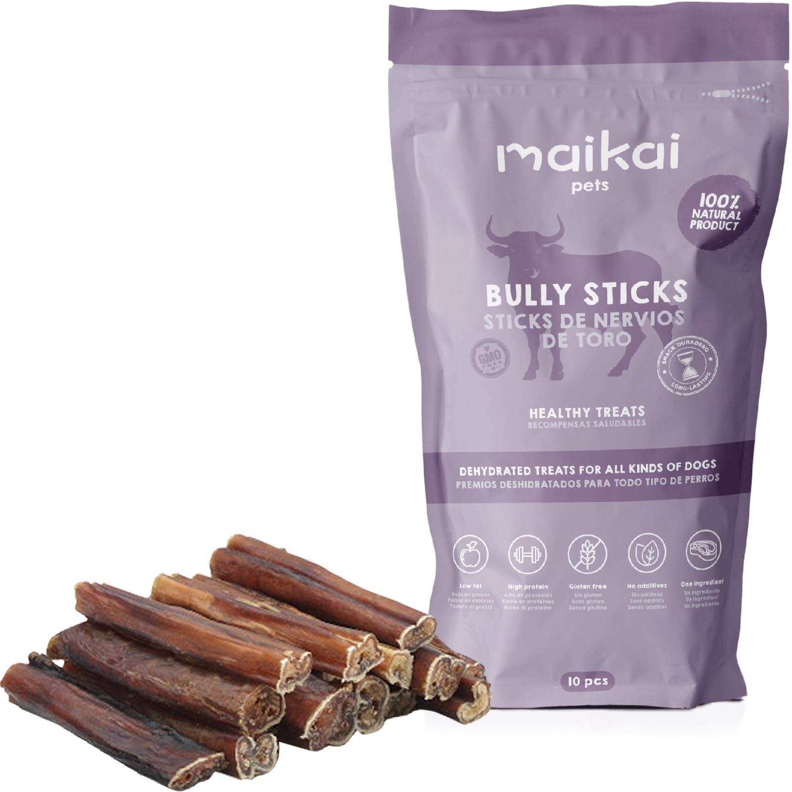 Masticativi Naturali Per Cani MAIKAI Nervo Di Bue Per Cani - (2 Uni X 4 ...